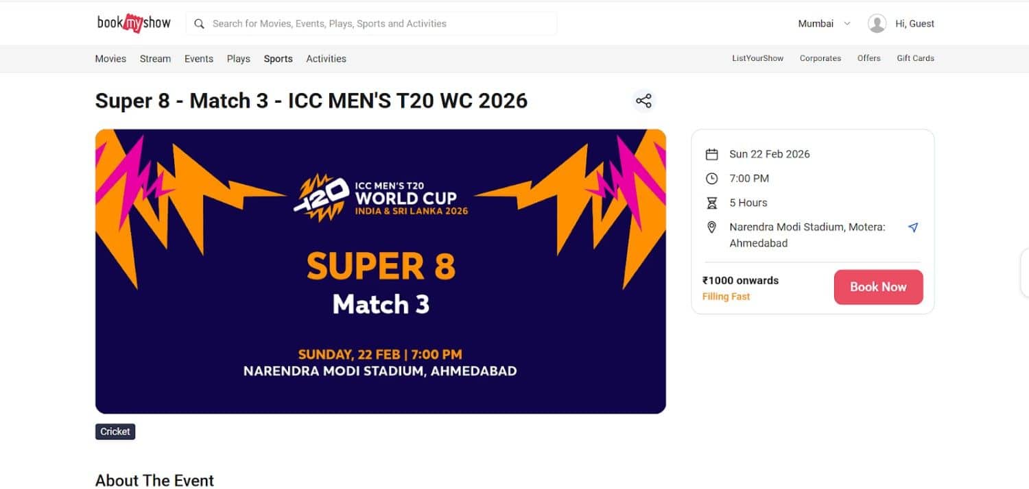 IND vs SA T20 WC Super 8 Match 3 Tickets Prices & Availability