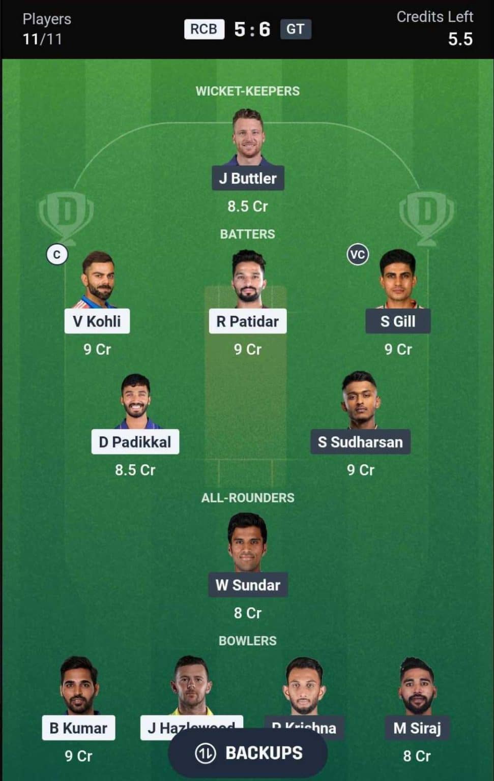 RCB vs GT Qualifier 1 Dream11 Prediction IPL (26 May 2026)